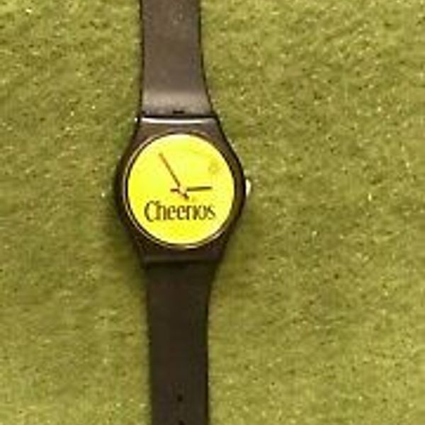 General Mills Cheerios Wristwatch Black Band Yellow Face Watch vp31 ...