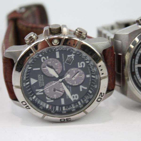 Mens Assorted Citizen Eco Drive Chronograph Watches Quartz UNTESTED x 2 ...