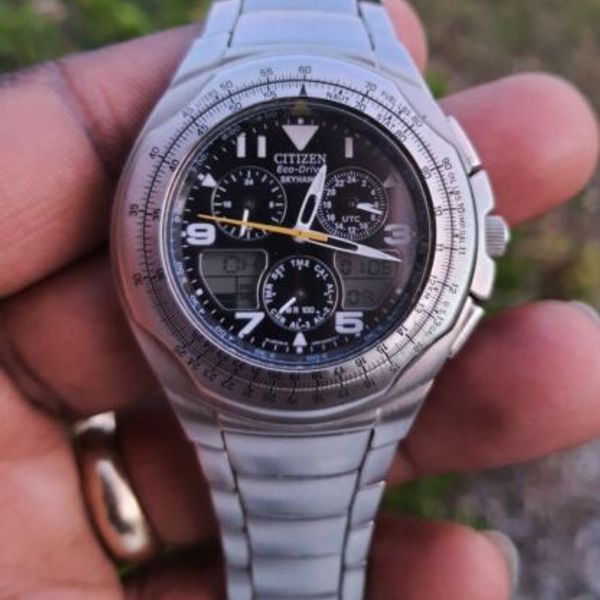 Citizen Eco-Drive Skyhawk Chronograph Stainless Steel Men's Watch ...