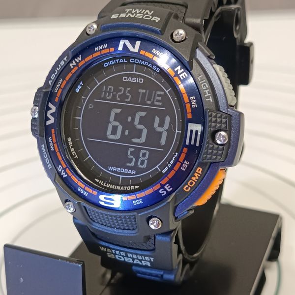 Casio SGW100-2B, Twin Sensor Watch, Compass, Thermometer, 200 Meter WR ...