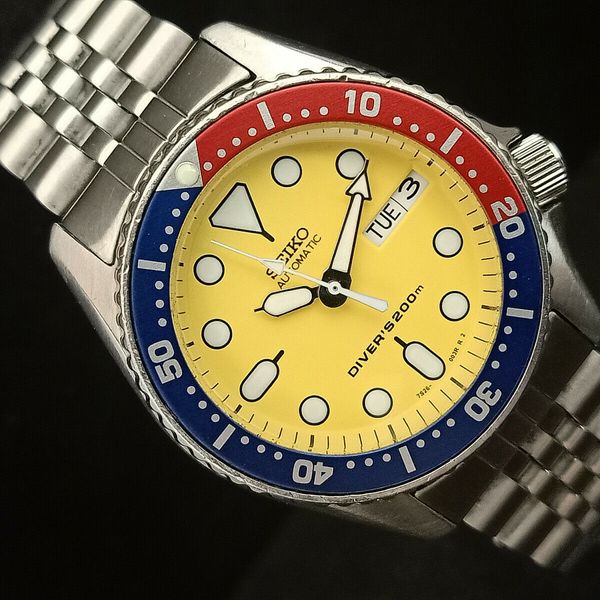 SEIKO SCUBA DIVER 7S26-0030 SKX013 STUNNING YELLOW FACE AUTOMATIC WATCH ...