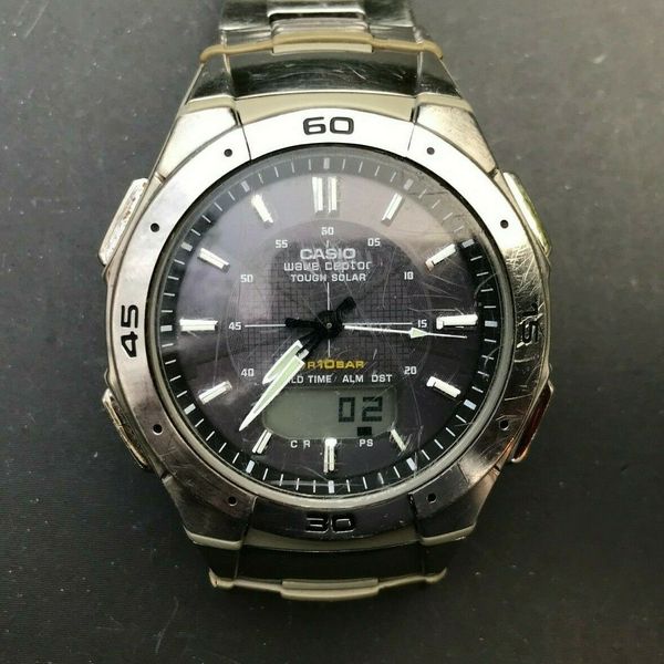 CASIO Wave Ceptor WVA-470 (5052) Tough Solar 43mm Stainless Steel Watch ...