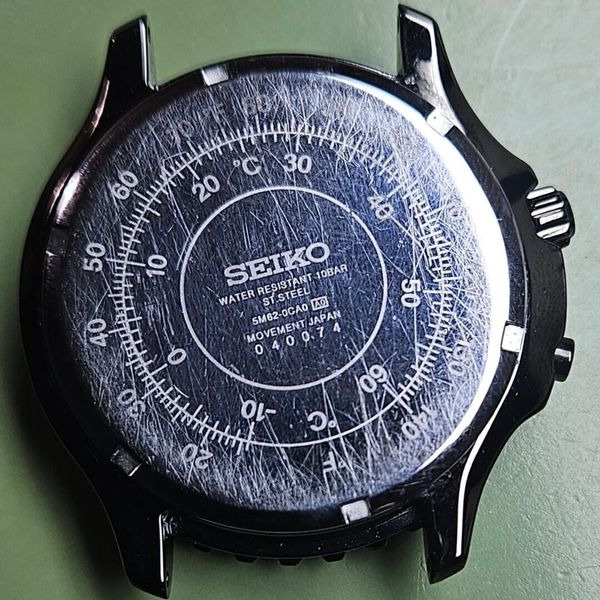 RARE SEIKO KINETIC 100M 5M62-0CA0 DATE BLACK STEEL AUTOQUARTZ MENS ...