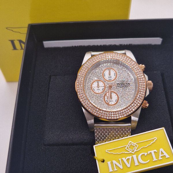 Invicta Pro Diver Chronograph Crystal Diamond Bezel/Dial Two Tone Watch ...