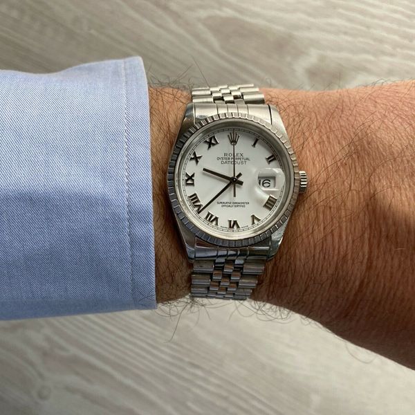 Rolex Datejust Jubilee 16200/16220 Quick-Set Steel 36 White Porcelain ...