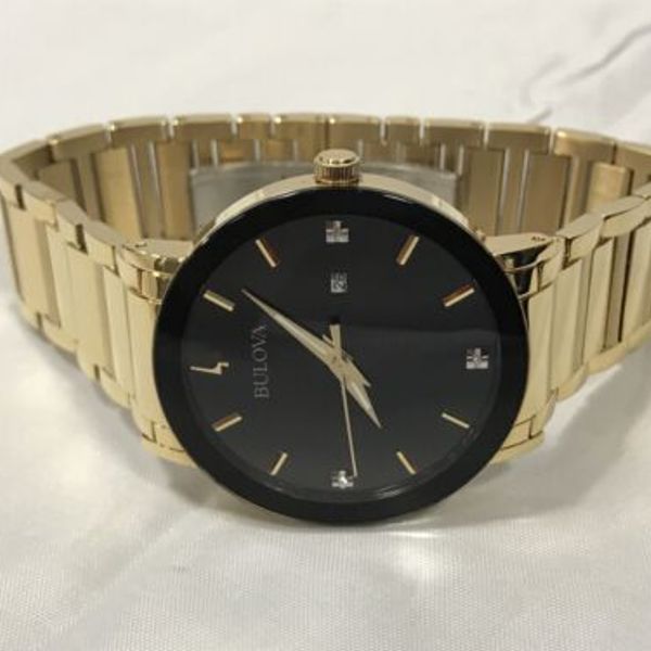Bulova Men's Modern GOLD Tone Diamond Stainless Steel Watch - 97D116 ...