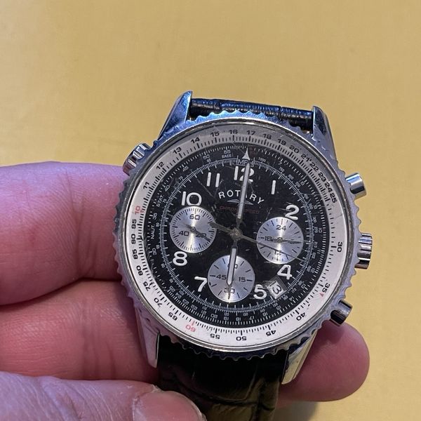 Rotary Menâ s Chronospeed Chronograph Date Black Leather Strap Watch ...