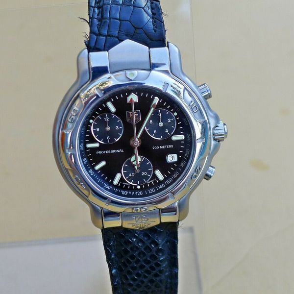 MEN'S TAG Heuer 6000 Series Chronograph CH1113-0 Quartz leather strap ...