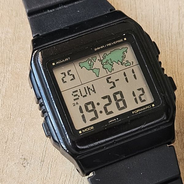 Casio W50U World Time 1987 Vintage Digital Watch Working | WatchCharts ...