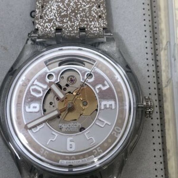 1995 Swatch Automatic Skeleton 23 Jewels Watch Silver Metallic Leather ...
