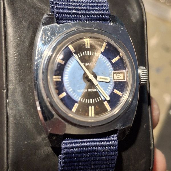 Timex Sprite 1972 Blue Dial Mens Vintage 1970s Mechanical Handwind ...