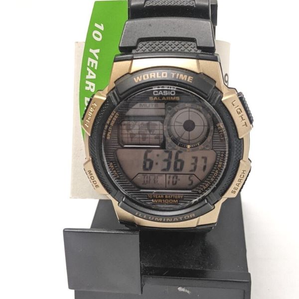 Casio AE1000W-1A3V, World Time Watch, Chronograph, 5 Alarms, 10 Year ...