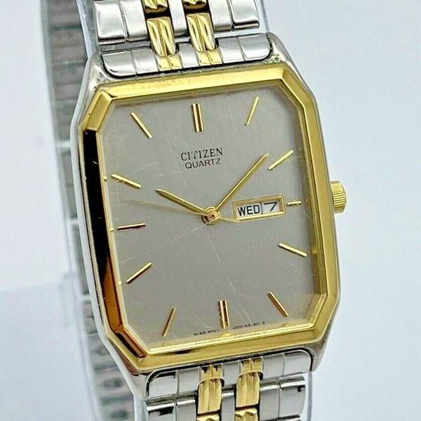 Men's CITIZEN Classic Two-Tone Rectangle Quartz Dress Watch, Day/Date ...