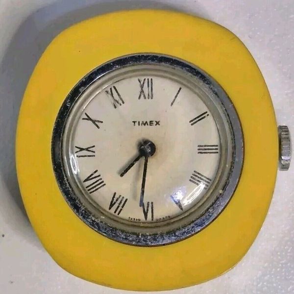 Vtg Mid-Century TIMEX watch + 3 Interchangeable Face Plate Rings As Is ...