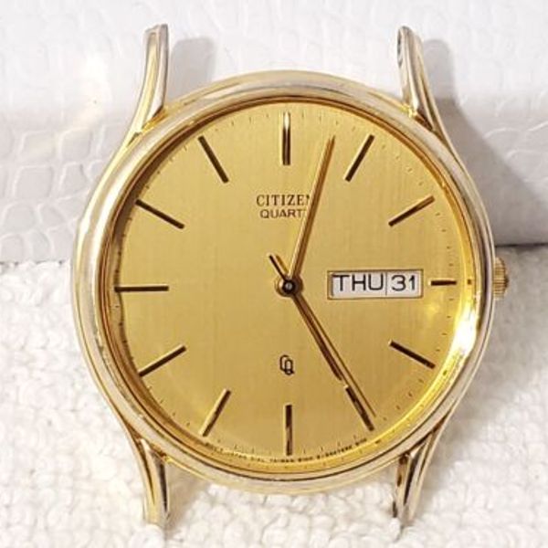 Vintage Citizen CQ Men's Quartz Watch Date Day Gold Tone Plated ...
