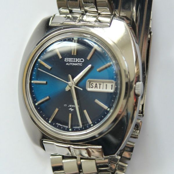 Vintage Seiko 7006-7007 Automatic Mens Watch, Blue Dial, Original ...