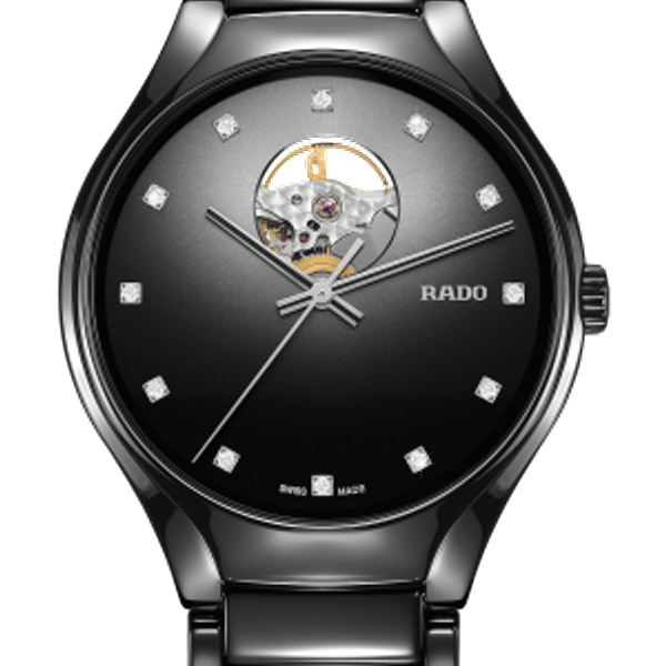 New Rado True Secret Diamonds Open Heart Black Dial Men's Watch ...