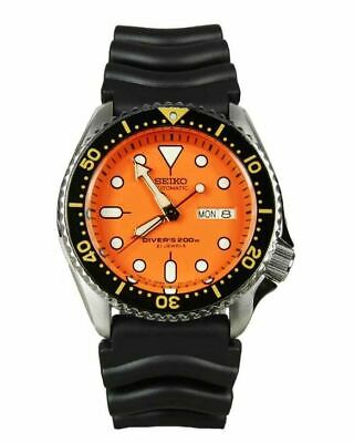 Seiko Automatic Orange Dial Black Rubber Strap Men's Diver Watch ...