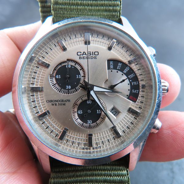 Bem-501 Casio Beside Chronograph Daydate Quartz Men Watch | WatchCharts ...