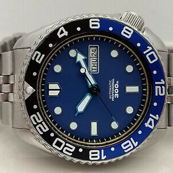 VINTAGE SEIKO STUNNING BLUE MM300 MOD DIVER 6309-7290 AUTOMATIC MEN ...