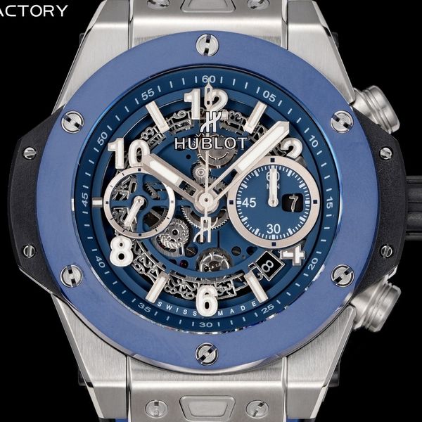 Factory Blue Dial Strap Hublot 44MM Men's Mechanical Watch ...