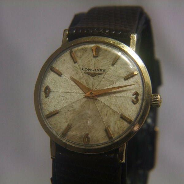 Longines Manual Wind Vintage 10 Gold Filled Case Rare Pie Grooved Dial ...