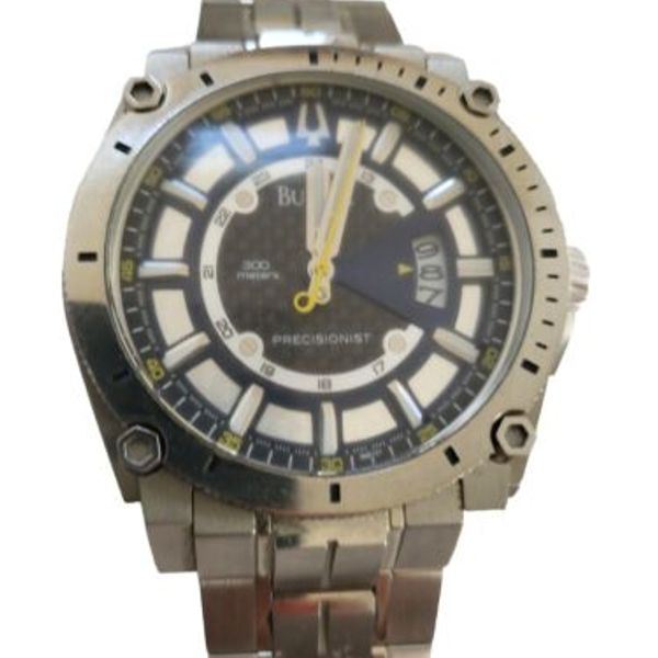Bulova precisionist Mens Stainless Steel Watch C877699 Carbon Dial New ...