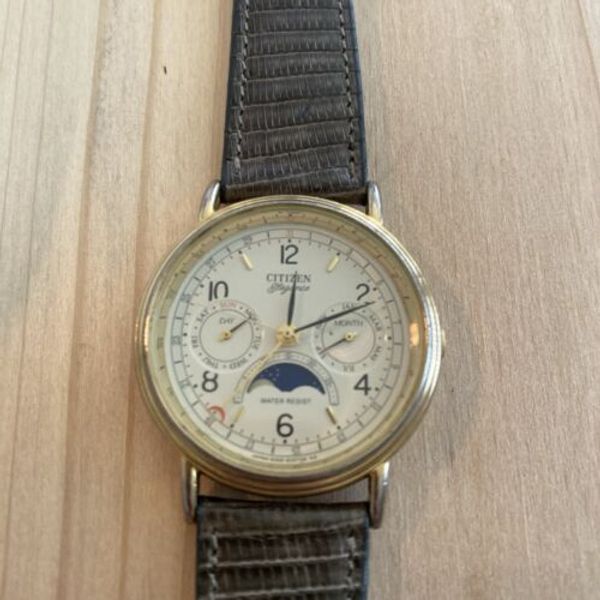 Rare Vintage 80s Citizen Elegance 6350-G30241 Triple Calendar Moon ...