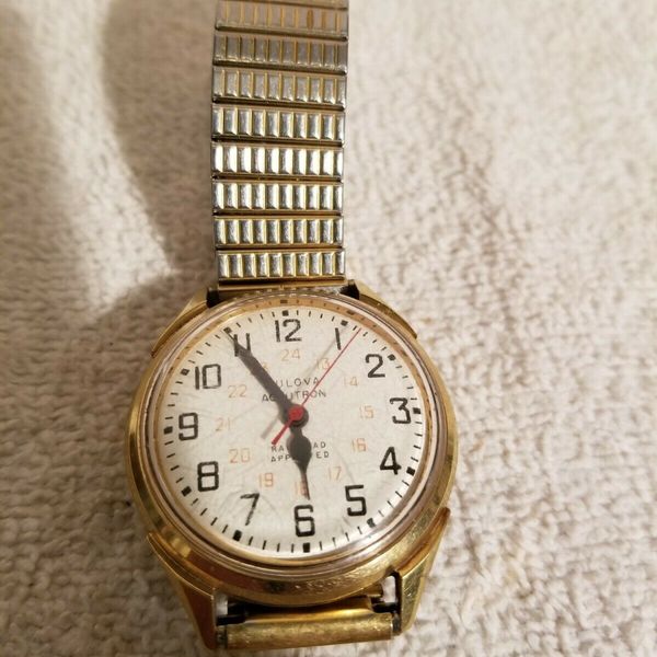 BULOVA ACCUTRON RAILROAD APPROVED MEN'S WRISTWATCH N7 GOLD ELECTROPLATE ...