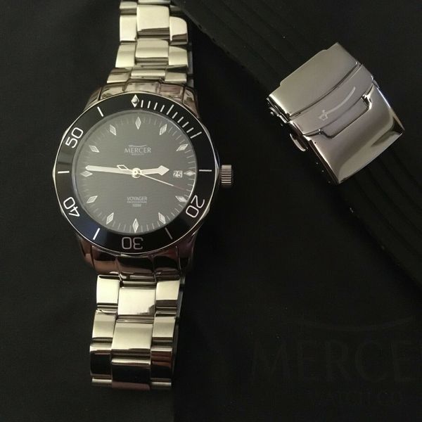 Mercer Watch Co Voyager Automatic Diver Watch W/ EXTRA Rubber Strap ...