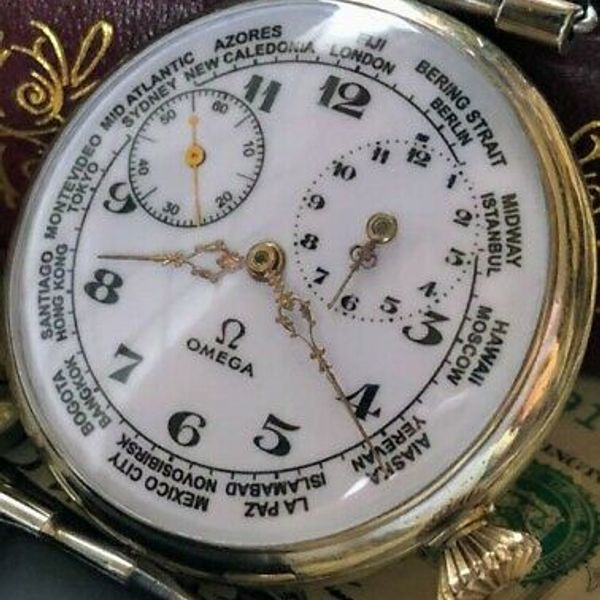 OMEGA World Time Arabic Numeral Dial OH Completed Men's From Japan ...