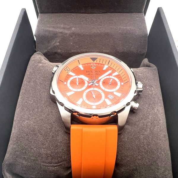 Bulova 96B395 Men's Marine Star/Orange Dial 6-Hand Chronograph Quartz ...