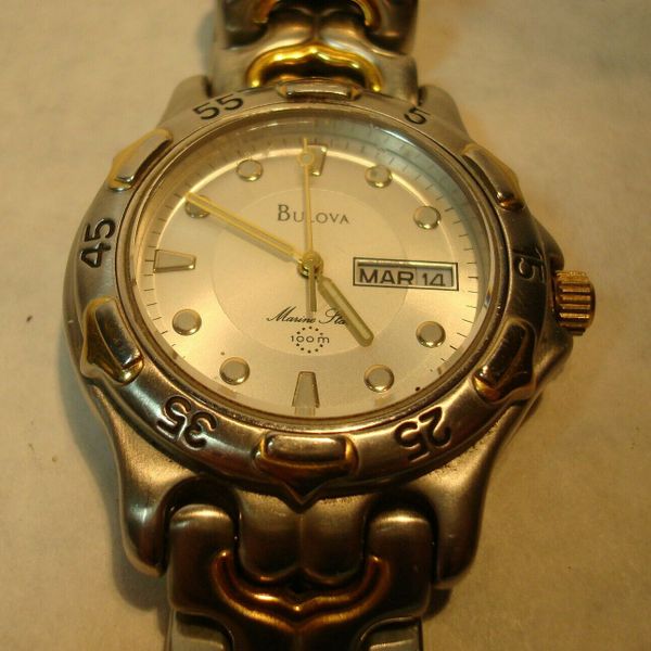 Bulova T6 (1996) Marine Star 98C31 100M Quartz Wrist Watch w/Rotating ...