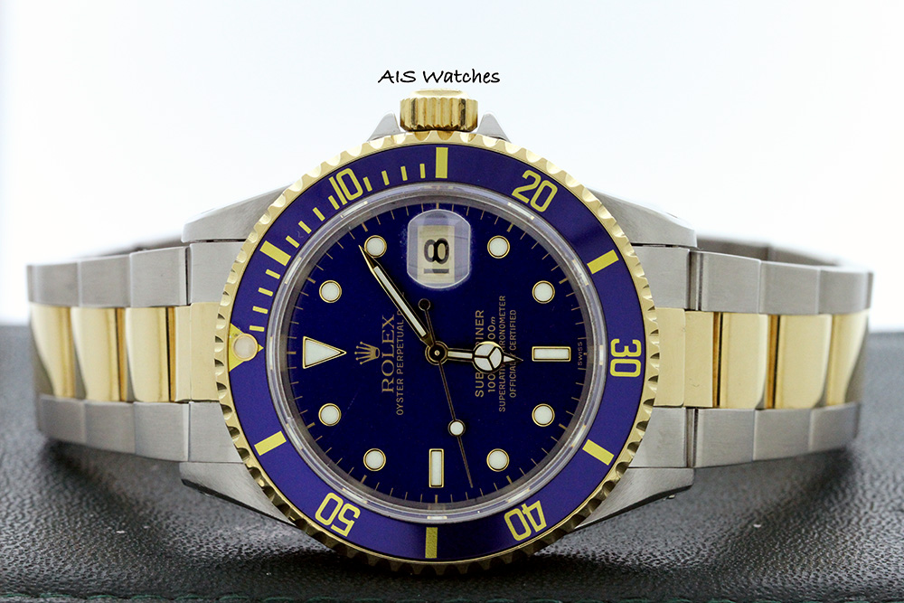 FSOT: Rolex 16613 W Serial Submariner 18K/SS Blue Dial Complete Set ...
