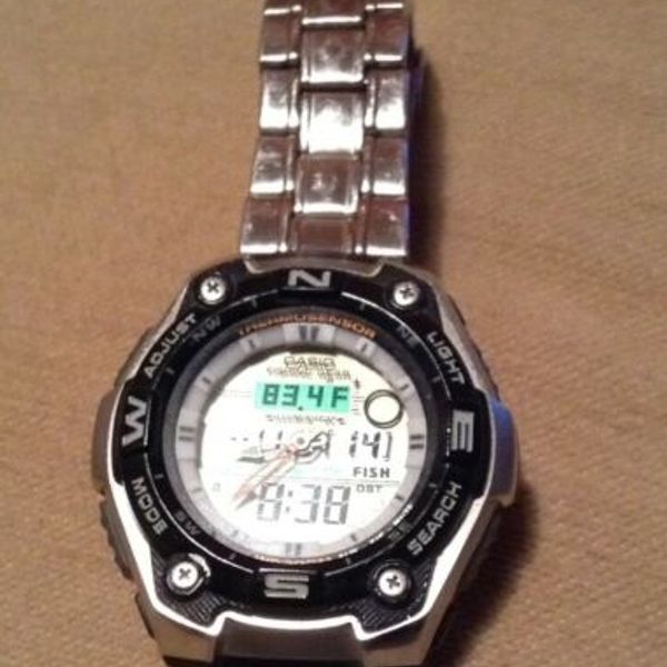 CASIO AQW-101 (5056) Ana/Digi Moon Temp Fishing 45mm Watch - New ...
