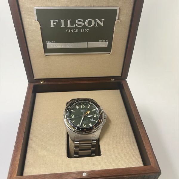 Shinola Filson Journeyman GMT green dial mens watch | WatchCharts ...