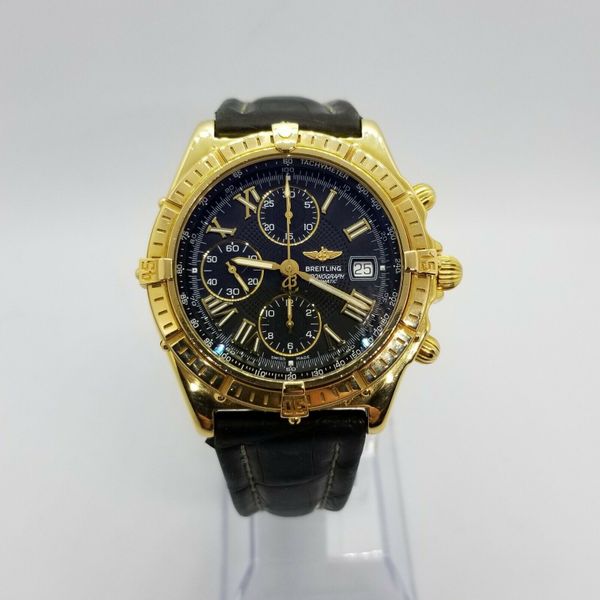 BREITLING 18K SOLID GOLD CHRONOMAT CROSSWIND WATCH 44MM K13055 WITH BOX ...