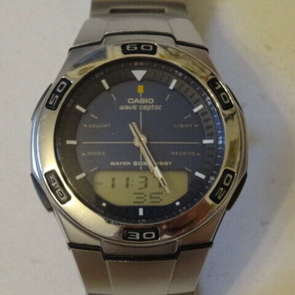 CASIO Wave Ceptor 2735 WVA-105H Digital & Analog World Time 5 ATM Watch ...