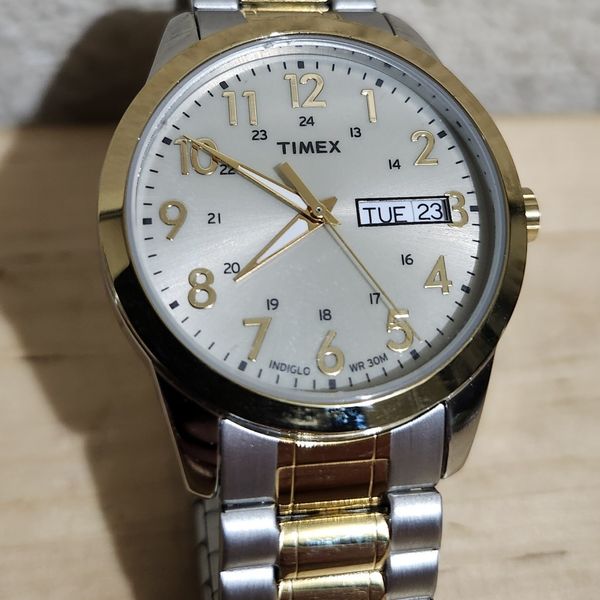 TIMEX T2M935 MENS TWO-TONE EXPANSION BAND WATCH INDIGO WORKING SOUTH ...