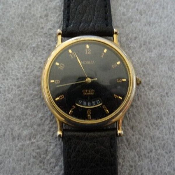 Vintage Noblia Citizen 2818-Y53211 Calendar Quartz Watch With Black ...
