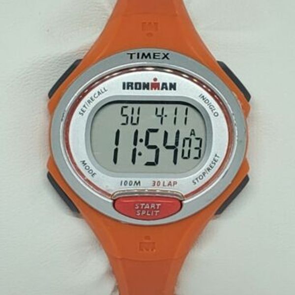 Ladies Timex Ironman 30 Lap Indiglo Orange Digital Watch TW5K89900 C5 ...