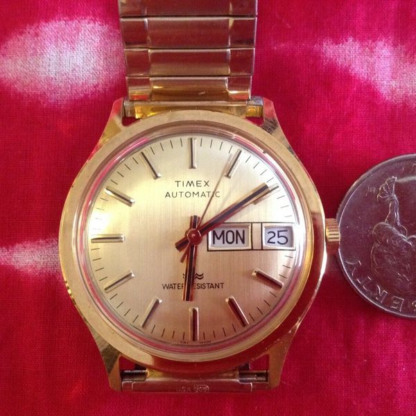vintage watch mens TIMEX automatic round classic day date | WatchCharts ...