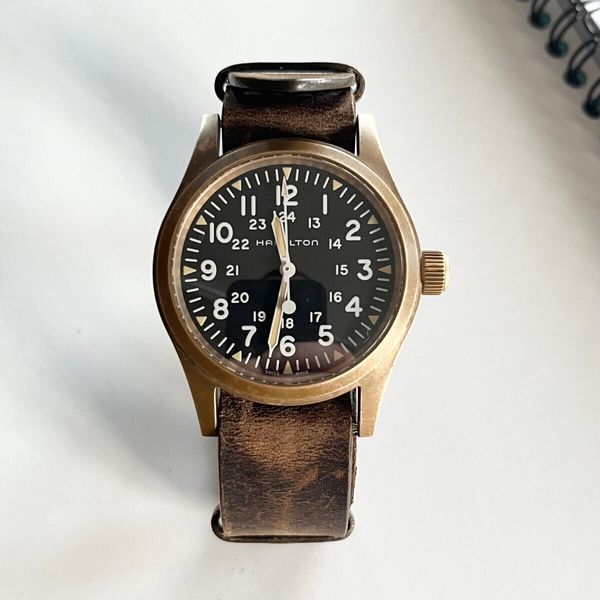 Used Hamilton Khaki Field Mechanical Bronze Watch (H694590) 38mm ...
