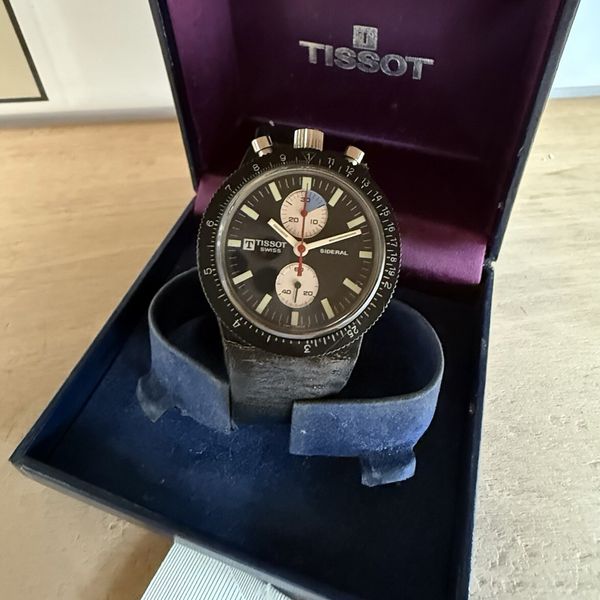 Vintage Tissot Sideral Bullhead Chronograph Black Dial Box & Papers ...