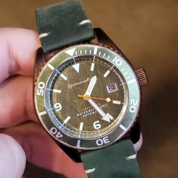 Spinnaker Wreck SP-5065 Bronze and Green Automatic Diver Wristwatch ...
