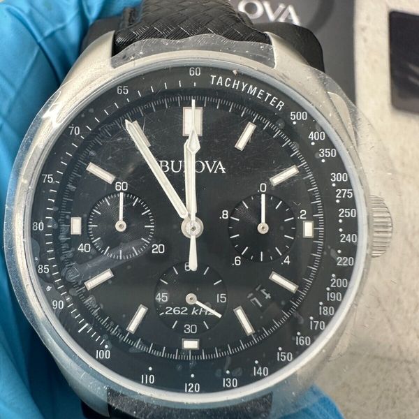 Bulova Moon Apollo Lunar Pilot Chrono Black Dial Quartz Men's 96B251 ...