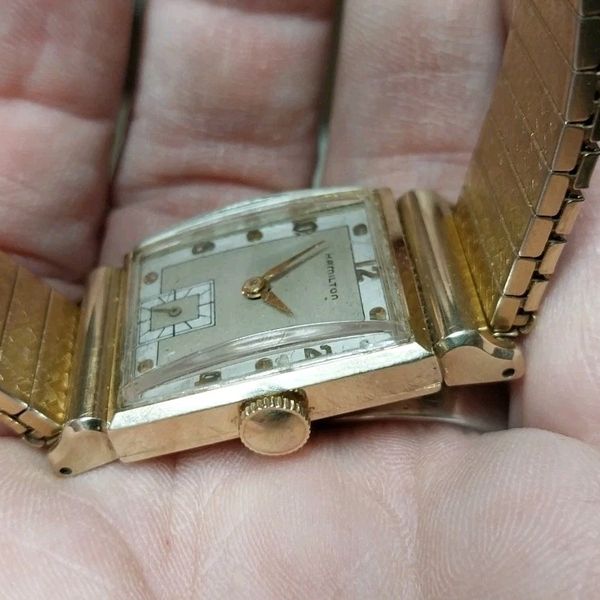 Vintage Hamilton 14K Solid Gold Mens Watch Standrd Oil Service Award ...