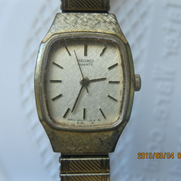 Ladies SEIKO QUARTZ 2C21-5469 analog golden fixo flex band wristwatch ...