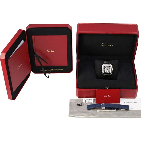 Cartier Santos de Cartier WHSA0015 Large model 39.8mm Skeleton Watch ...