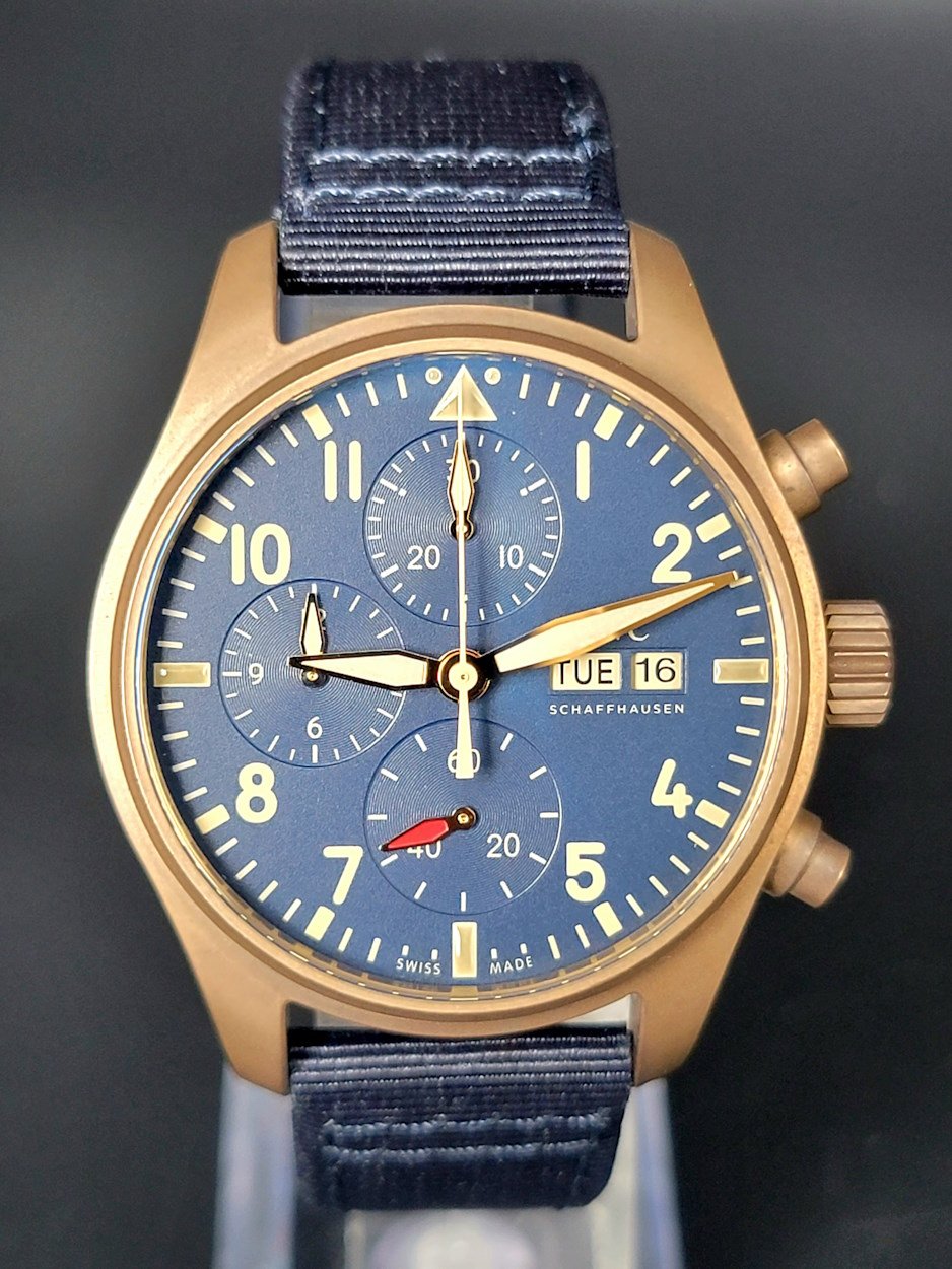 [$5,900 USD] IWC Pilot's Watch Chronograph 41 Bronze Blue Dial Canvas ...